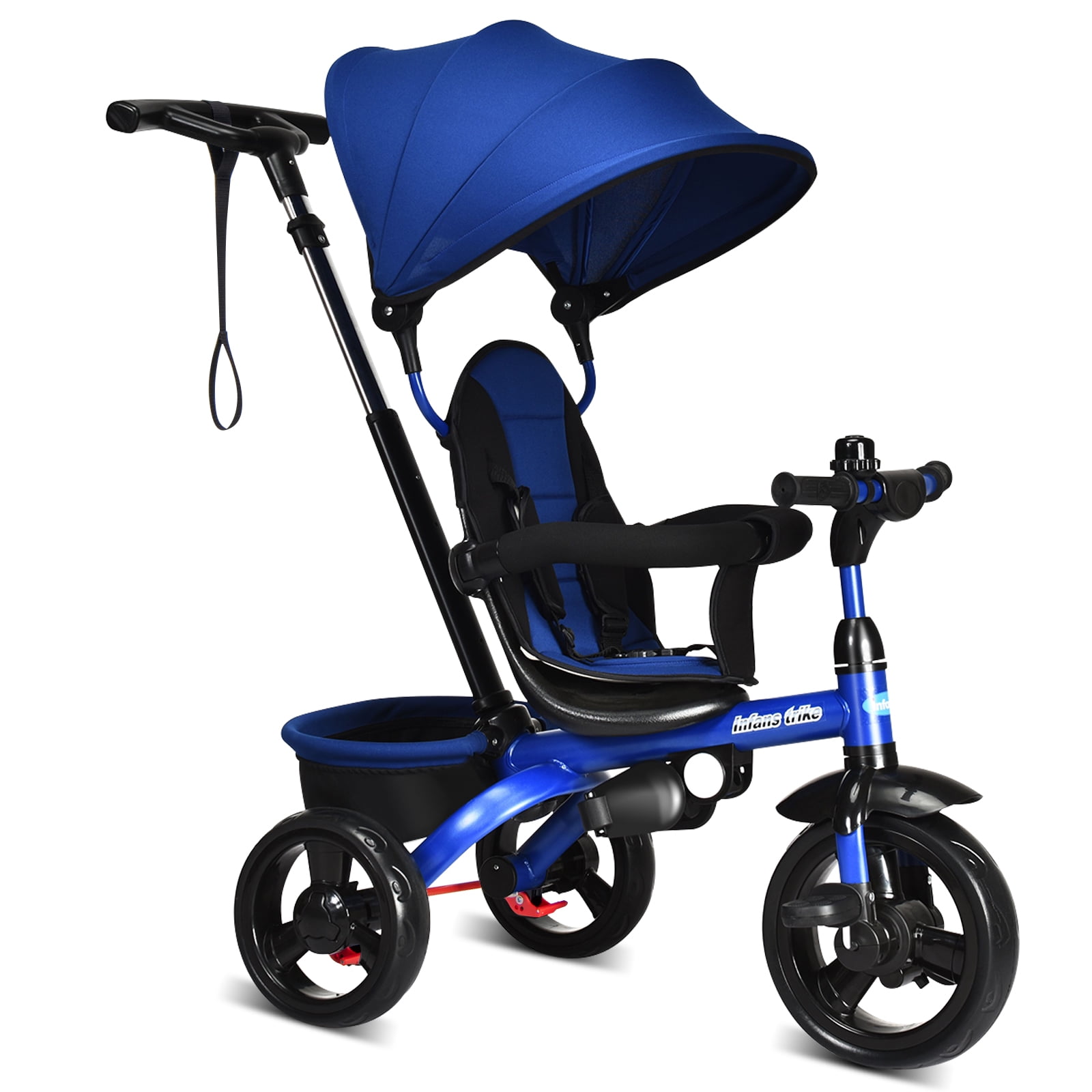 INFANS 4 in 1 Tricycle for Kids 10M-5Y, Adjustable Handle, Foot Plate ...