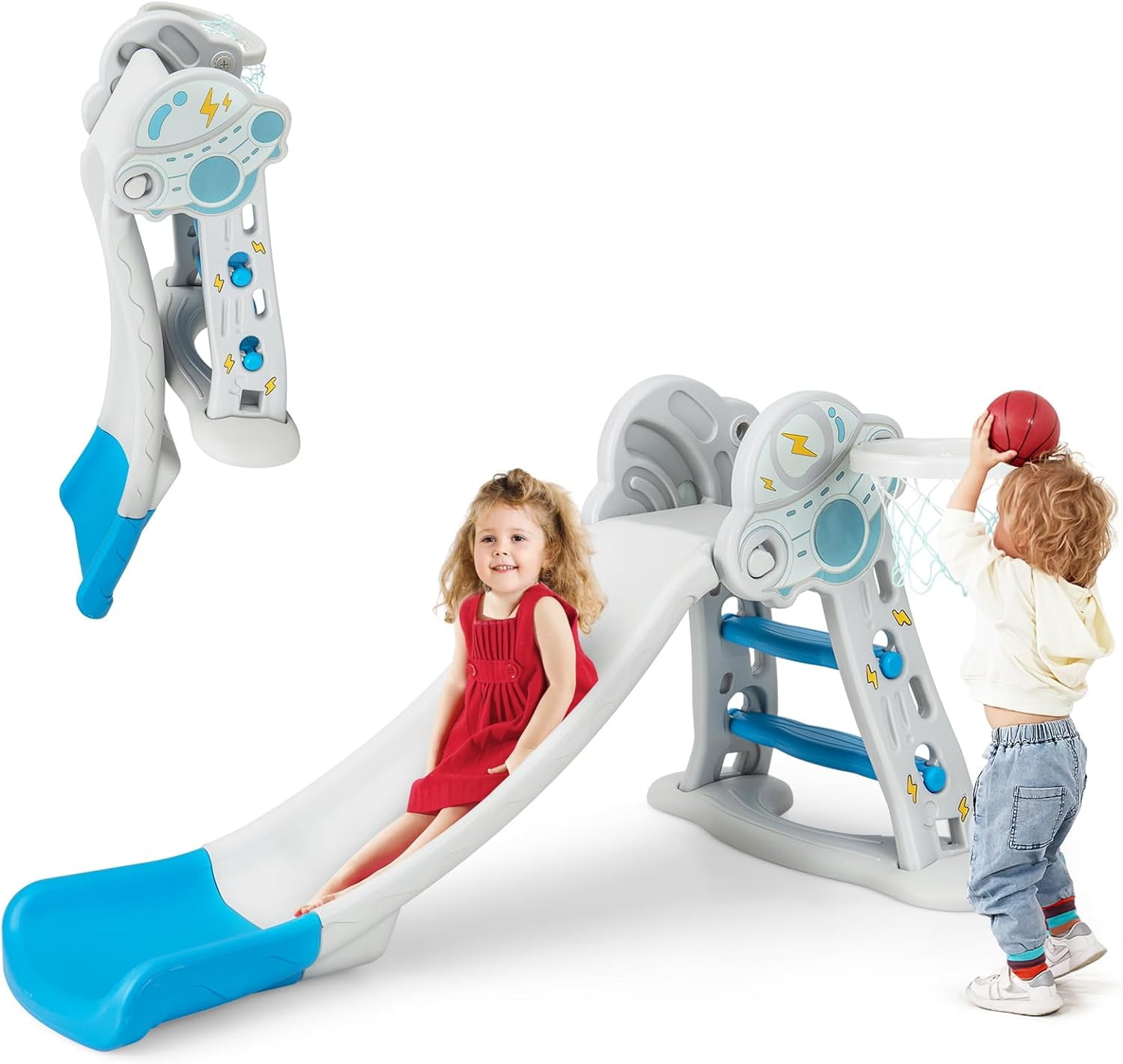 INFANS Toddler Slide, 3 in 1 Foldable Kids Slide Indoor Slideway for ...
