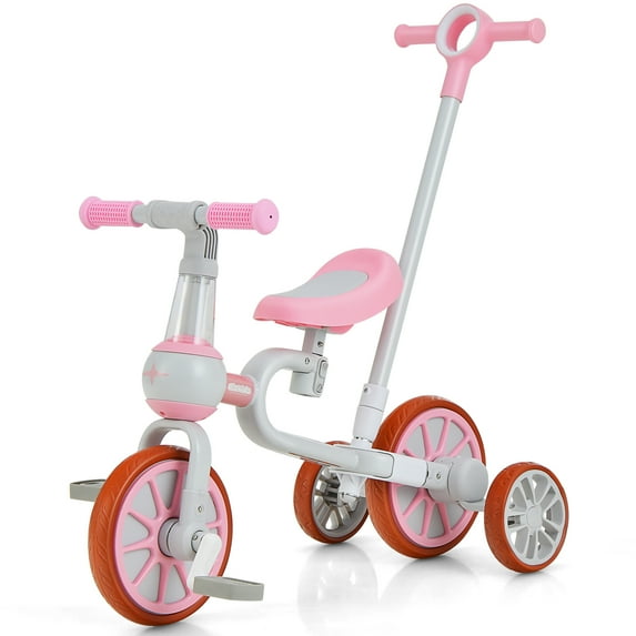 INFANS 5 in 1 Toddler Tricycle, Adjustable Seat, Parent Push Handle, Removable Pedal, Training ...