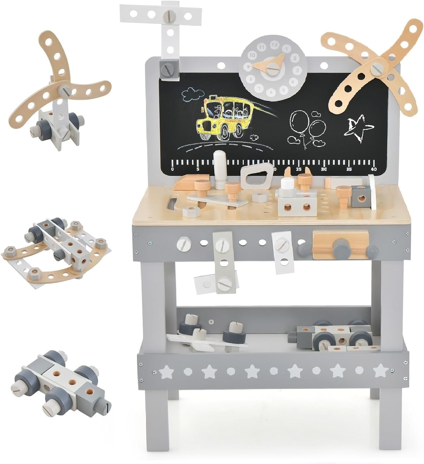 OLAKIDS Wooden Tool Bench Set for Preschool Activities - Walmart ...