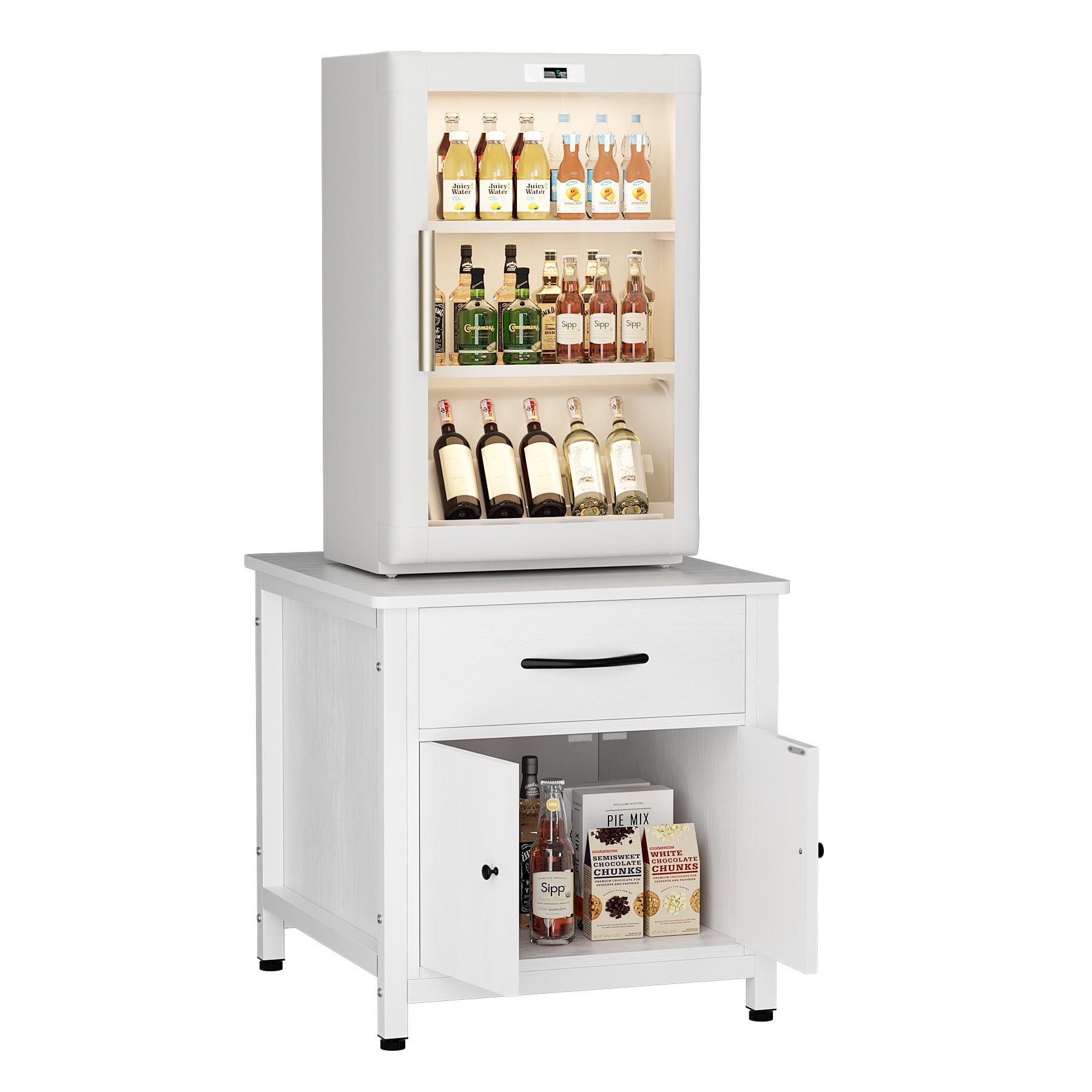 INFANZIA Mini Fridge Stand with Storage, Beverage Refrigerator Stand ...