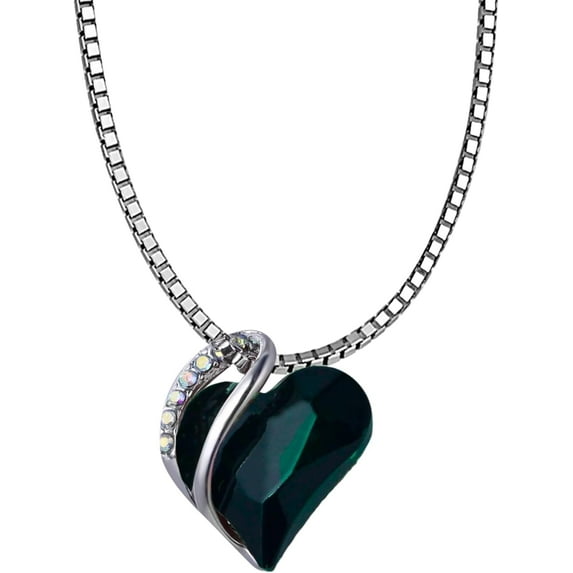 INFINITY LOVE Platinum Plated Women's Heart Necklace with Natural ...