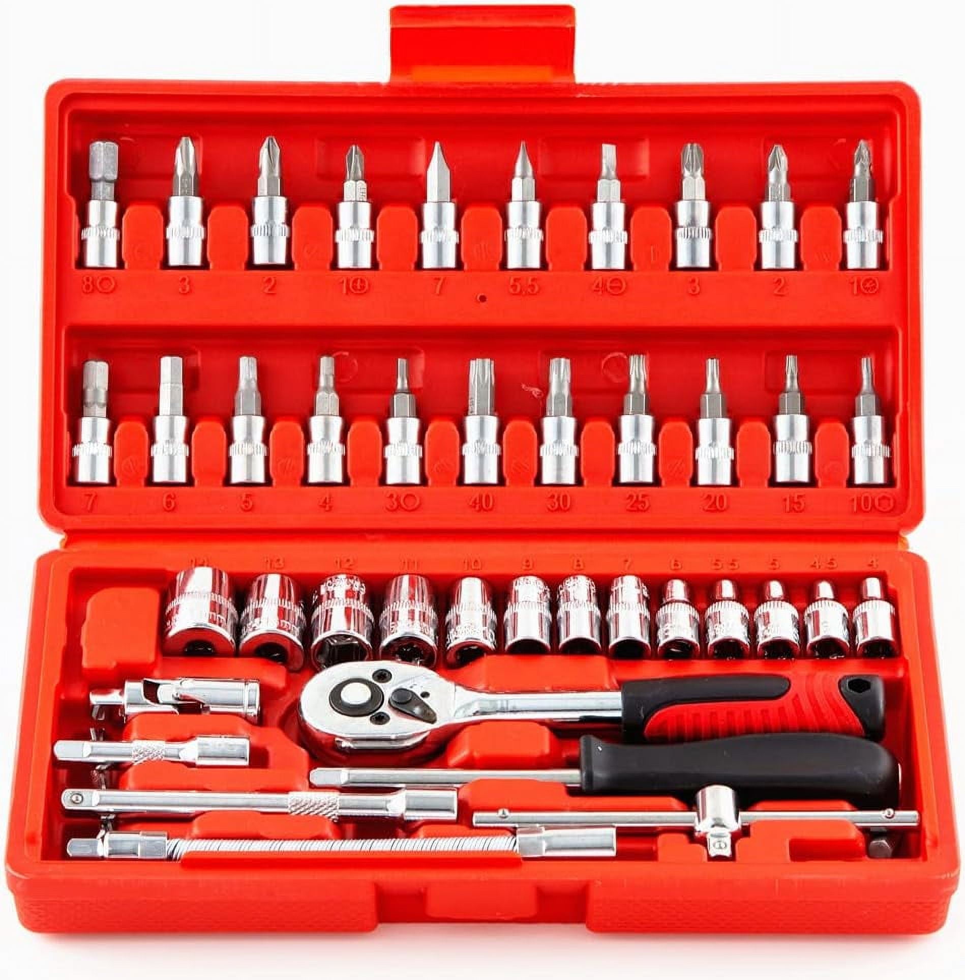 INFISU 46Pcs Drive Socket Set - 1/4 inch Drive Socket Ratchet Wrench ...