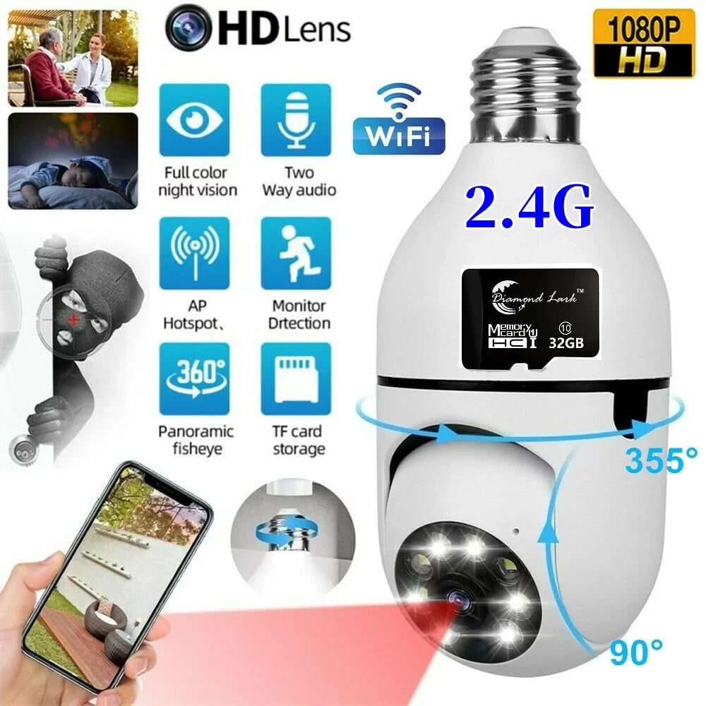 INFISU Light Bulb Camera,Outdoor Security Camera2.4G WiFi,1080P HD ...