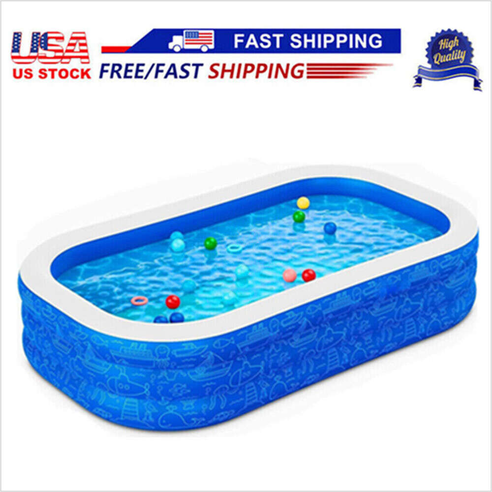 INFLlatable Swimming Pool Full Sized Family Kiddie Blow-up Pool, 92" X ...