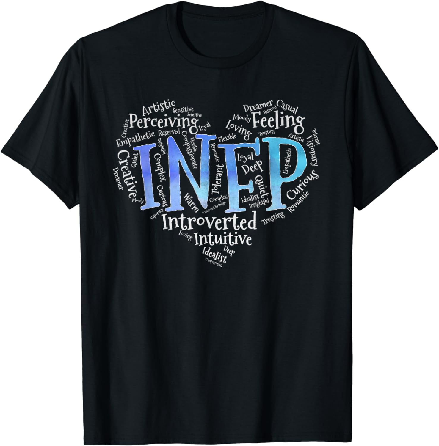 INFP Introvert Heart Cloud Shaped Feeling MBTI Word Apparel T-Shirt ...