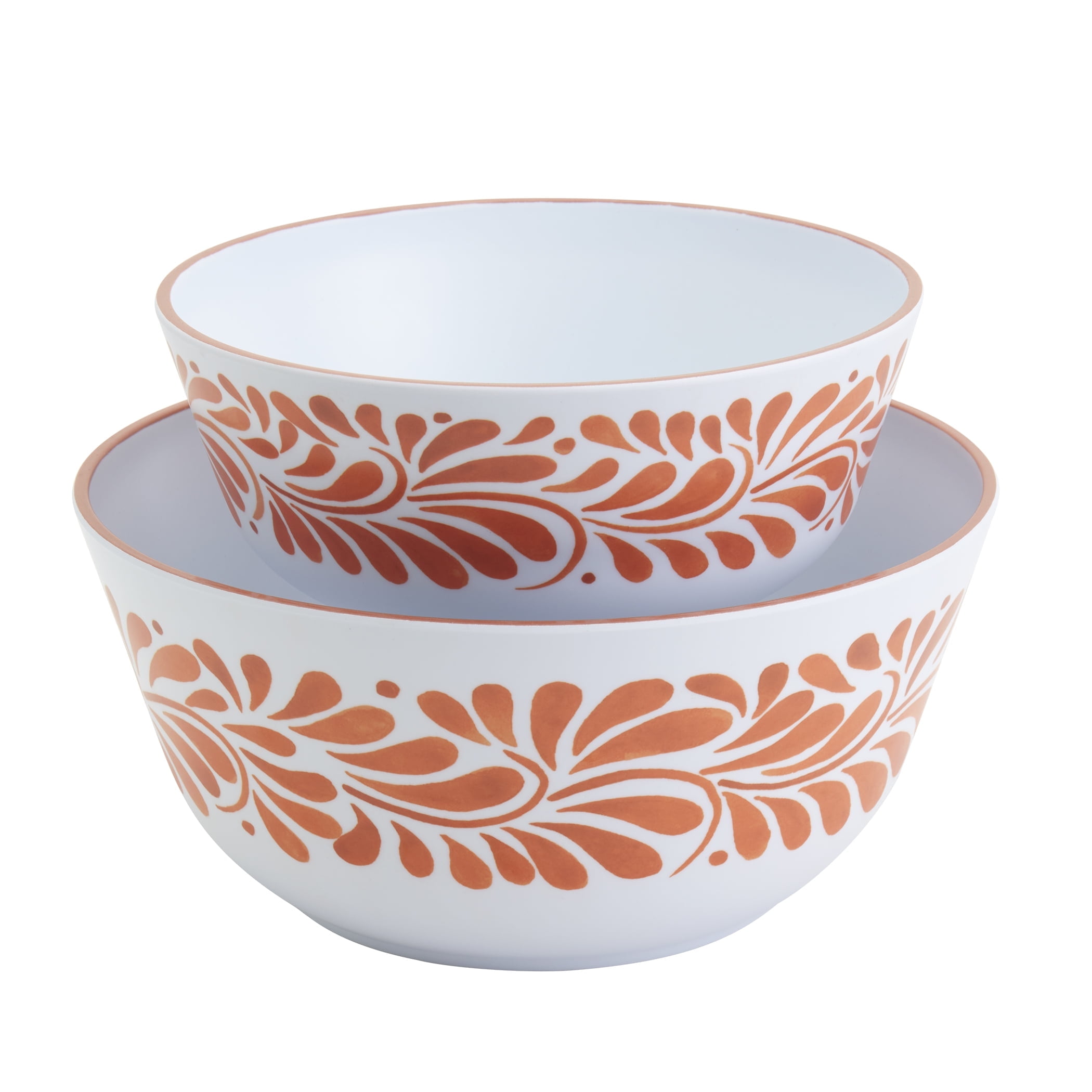 INFUSE 2 Piece Lebrillo Pattern Melamine Serving Bowls Set for Outdoor ...