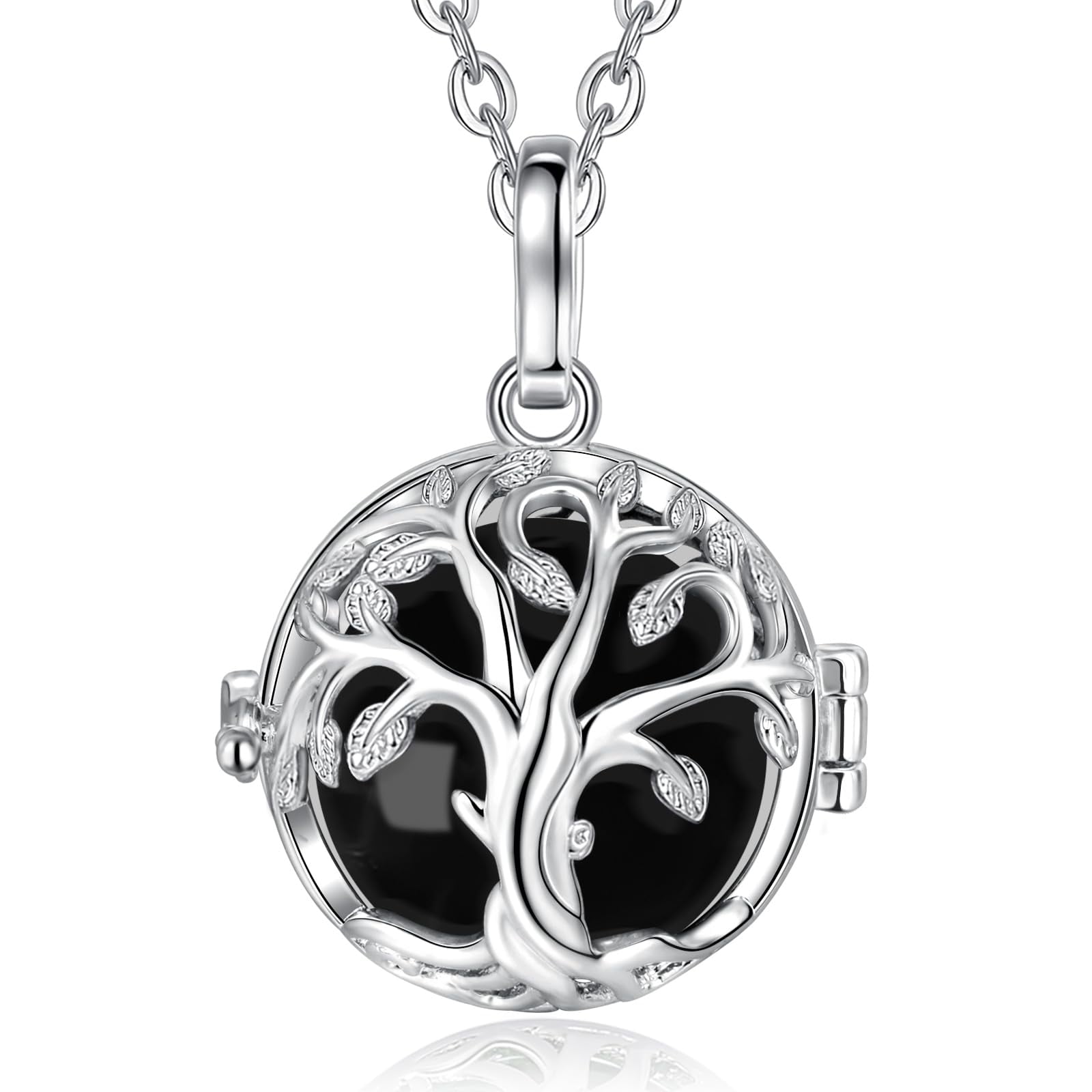 INFUSEU Black Obsidian Tree of Life Necklace for Women Protection ...