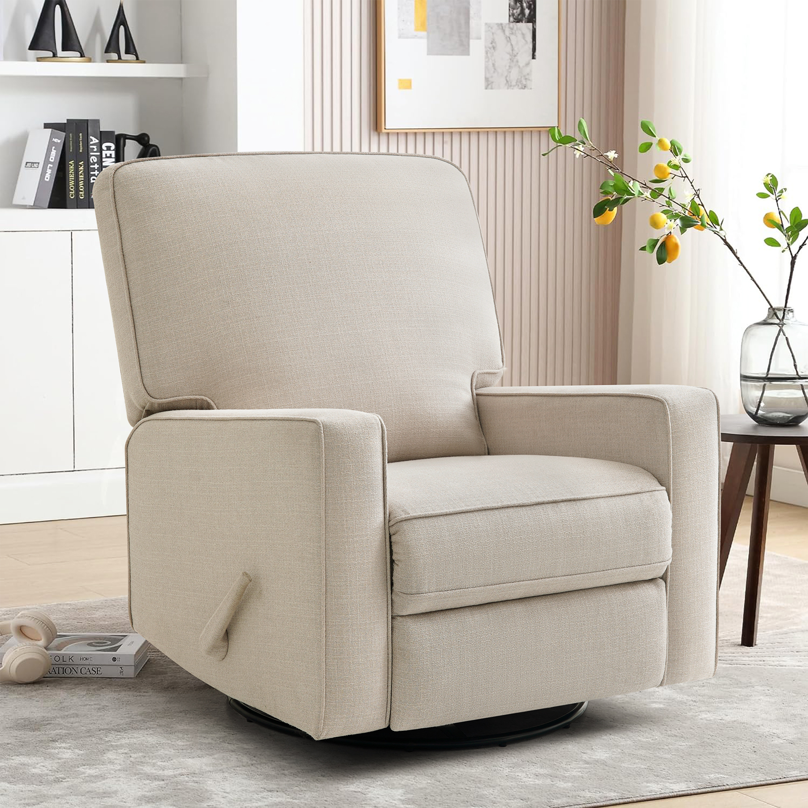 Modern Upholstered Rocker Nursery Chair Plush Seating Glider Swivel ...