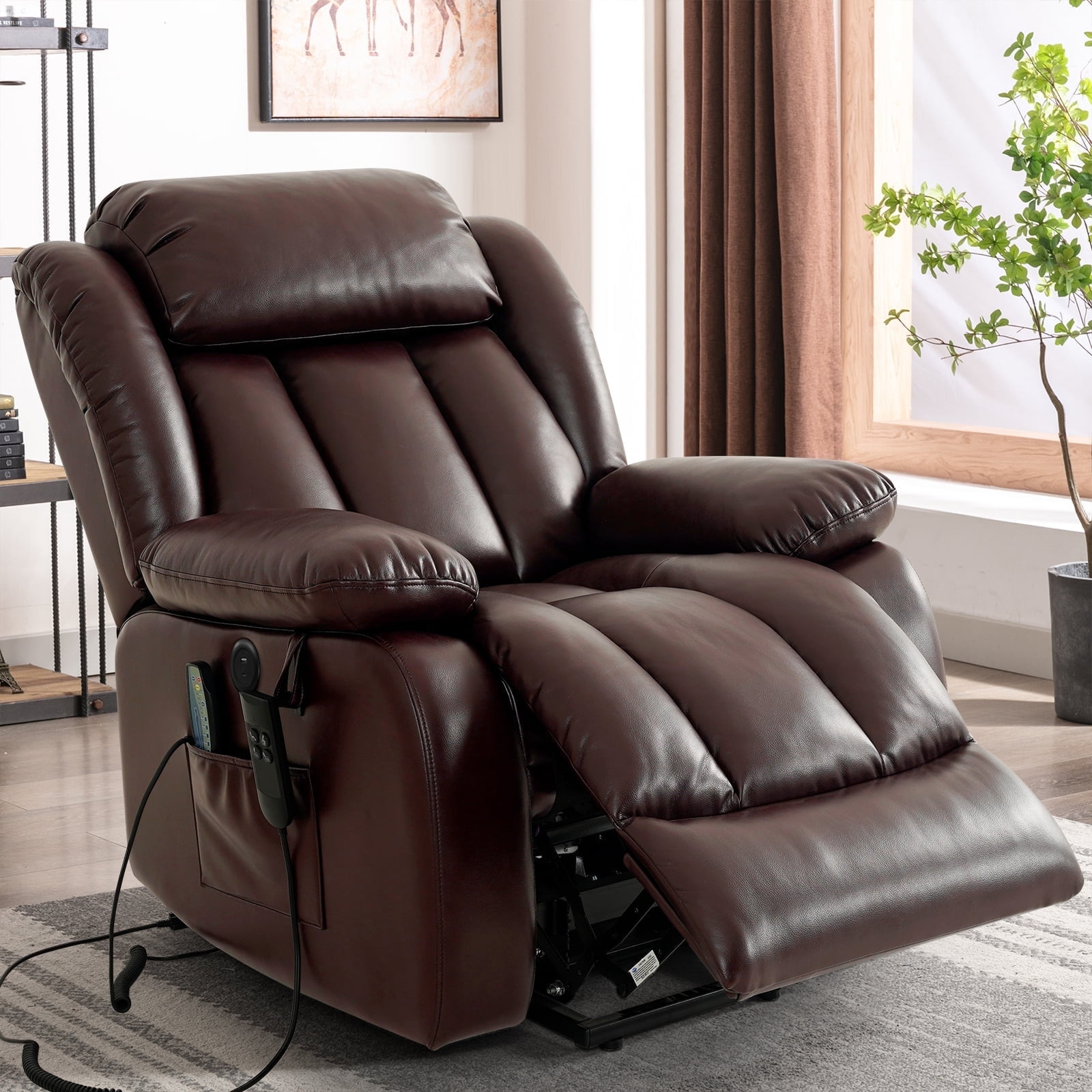 INGALIK Power Lift Recliner Chair Dual Motor, Electric Leather Recliner ...