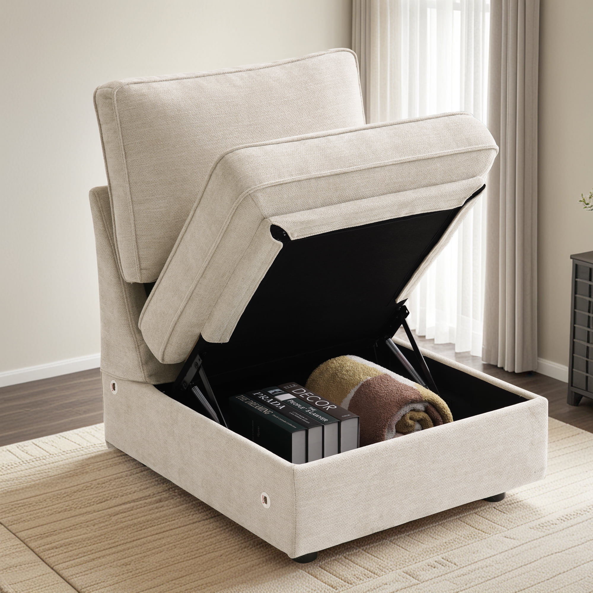 INGALIK Modern Modular Couch Sofa Middle Seat with Storage, Sectional ...