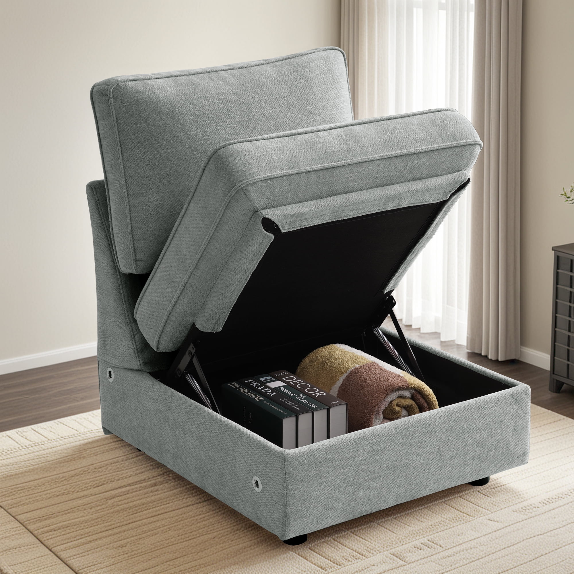 INGALIK Modern Modular Couch Sofa Middle Seat with Storage, Sectional ...