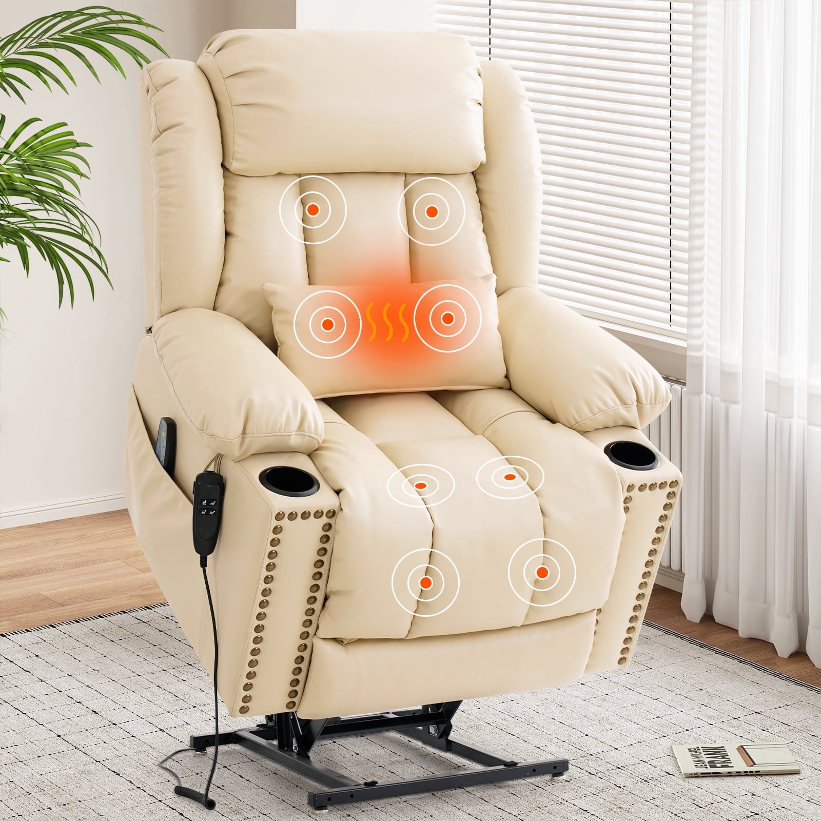 INGALIK Power Lift Recliner Chair Dual Motor, Electric Leather Recliner ...