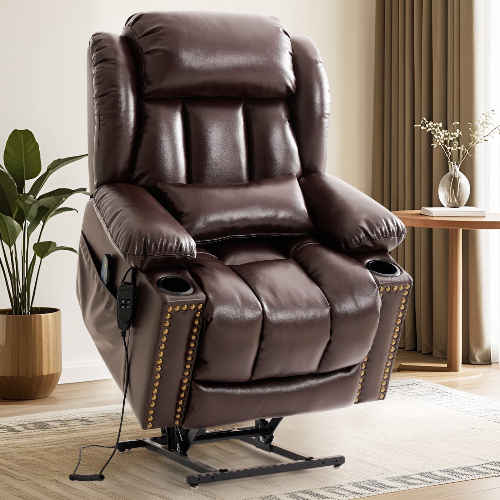 INGALIK Power Lift Recliner Chair Dual Motor, Electric Leather Recliner ...