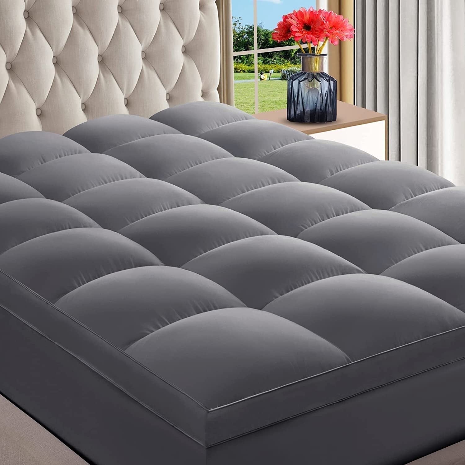 INGALIK Plush Soft Mattress Topper, Queen, 400TC Extra Thick Breathable ...