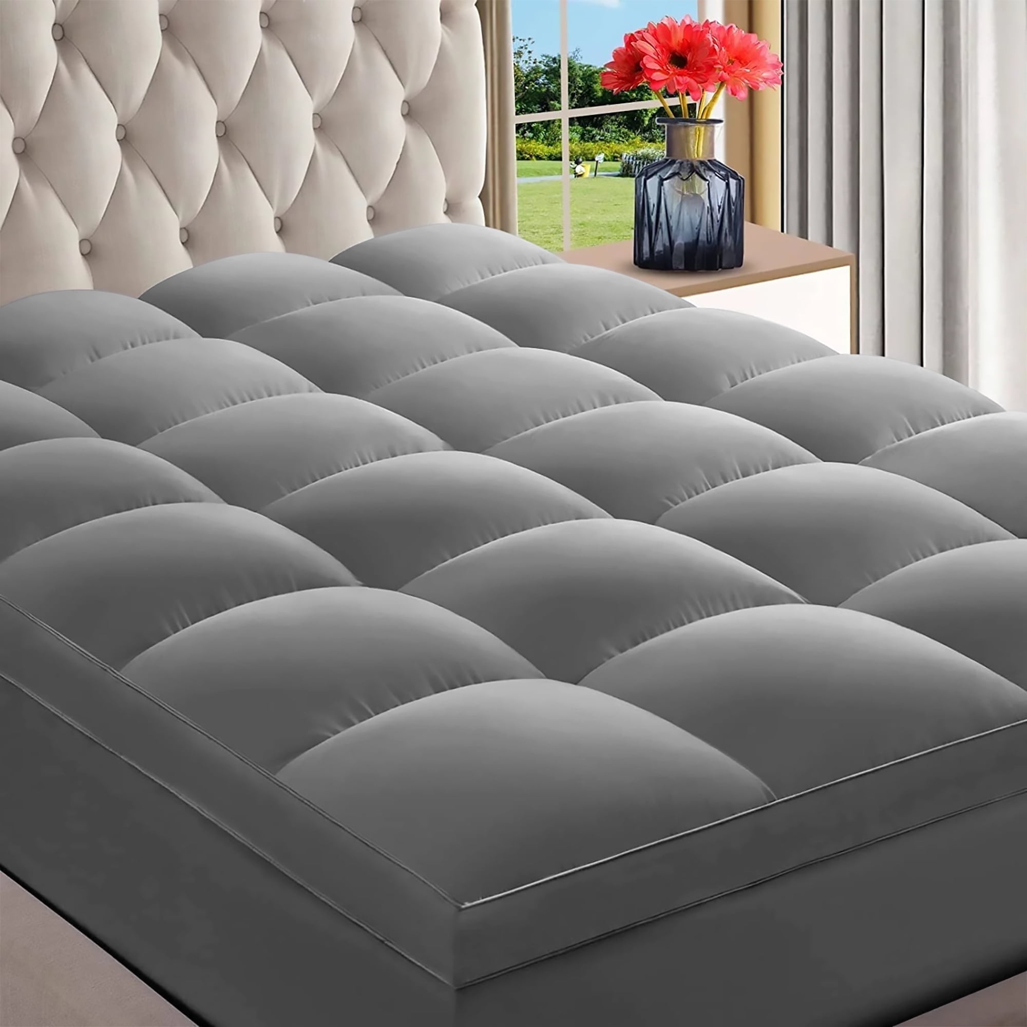 INGALIK Short Queen Mattress Topper, Cooling, Extra Thick, Pressure ...