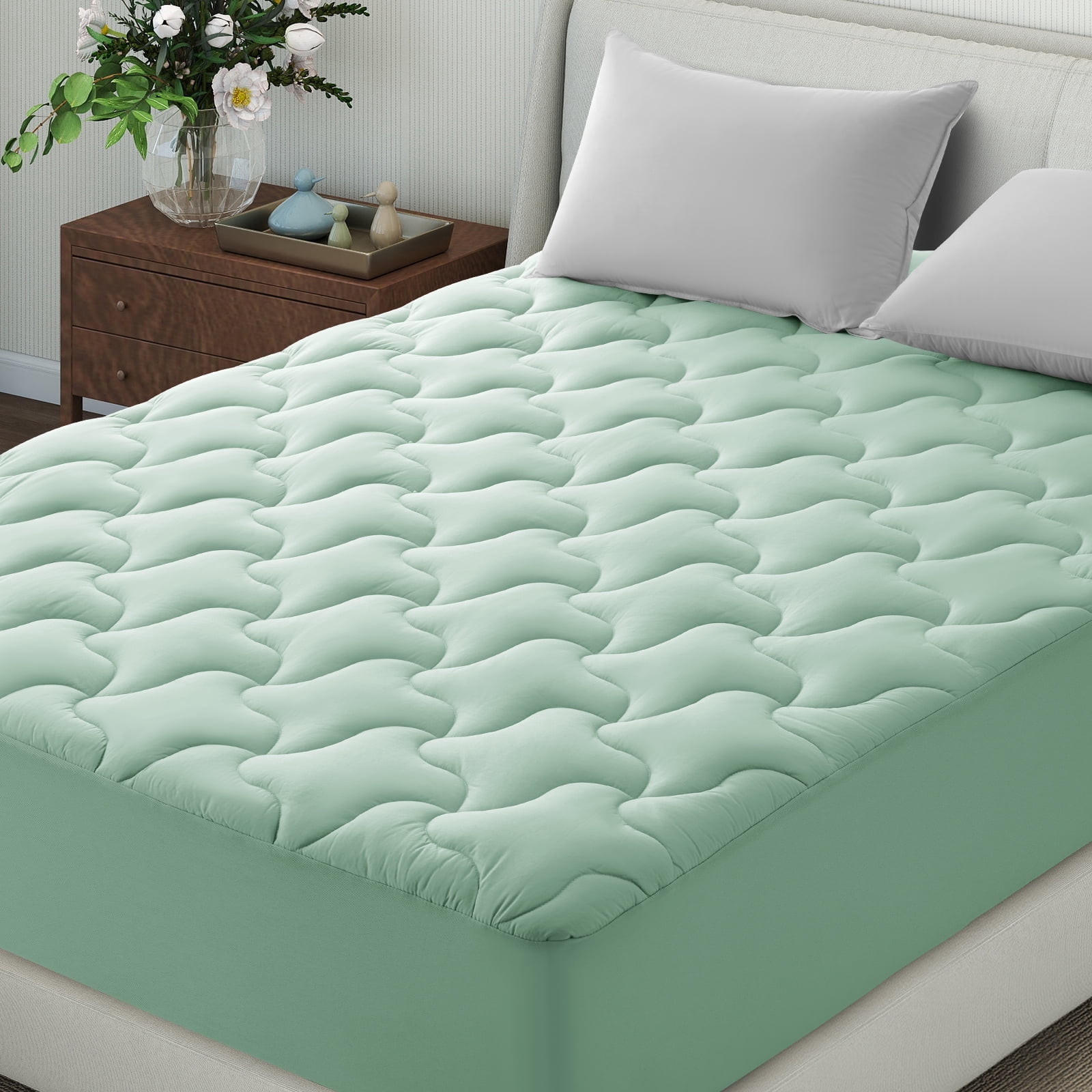 INGALIK Queen Mattress Pad - 400TC Cotton Top, Quilted, Cooling ...