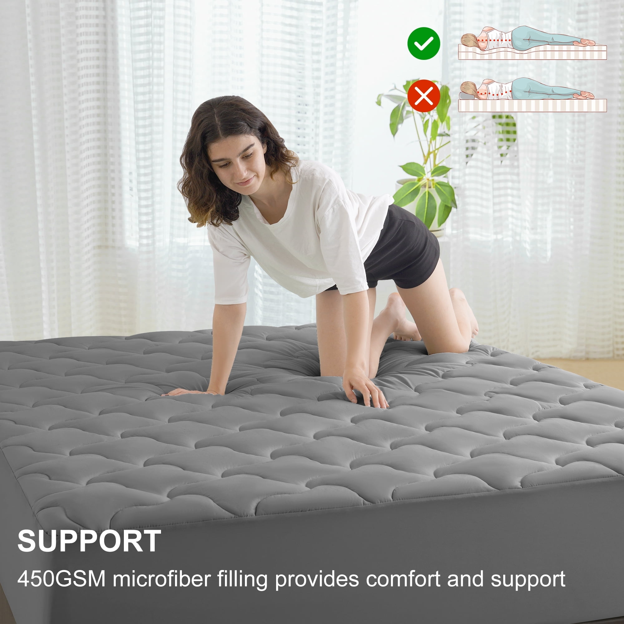 "INGALIK Twin XL Mattress Pad, 400TC Cotton, Quilted, 8-21"" Deep ...