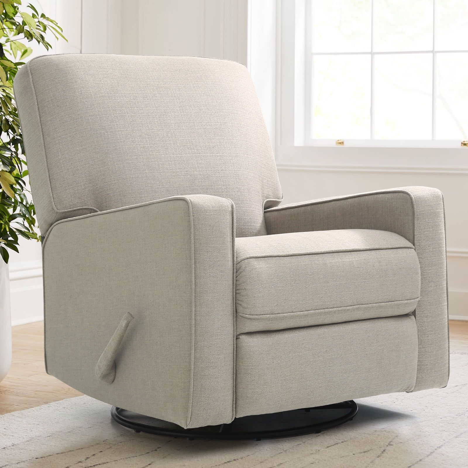 Upholstered Glider Recliner with Ottoman,Beige - Walmart.com