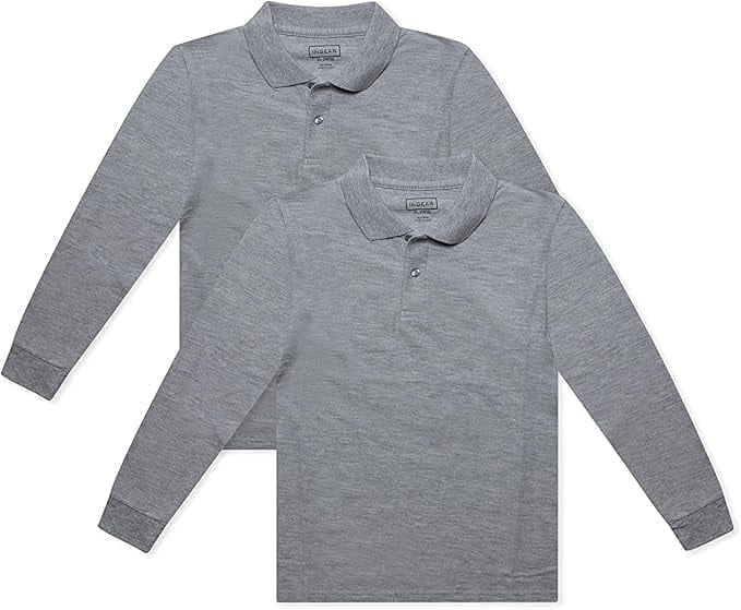 INGEAR Boys Long Sleeve Polo Shirt 2-Pack, Gray, XL - Walmart.com