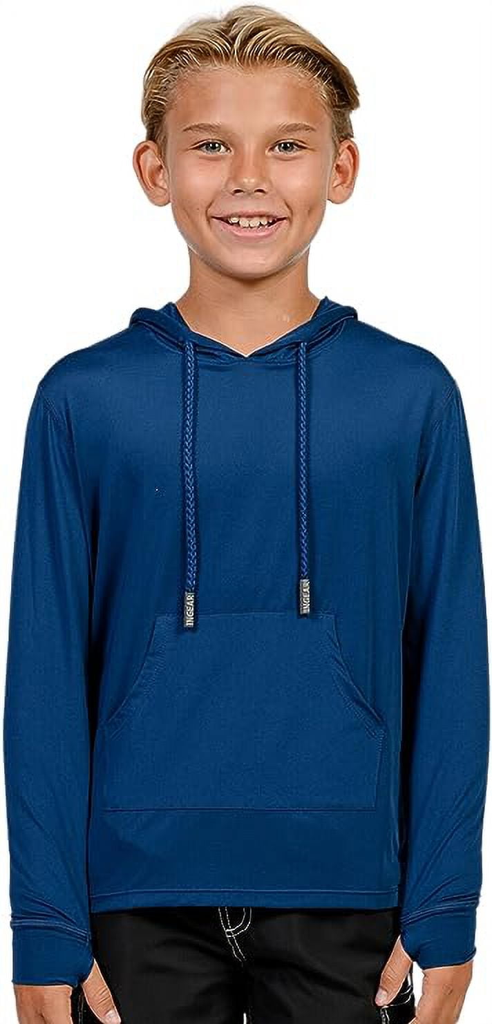 INGEAR Boys UPF 50+ Sun Protection UV Hoodie T-Shirt Long Sleeve with Pockets SPF Shirt Boys Sun ...
