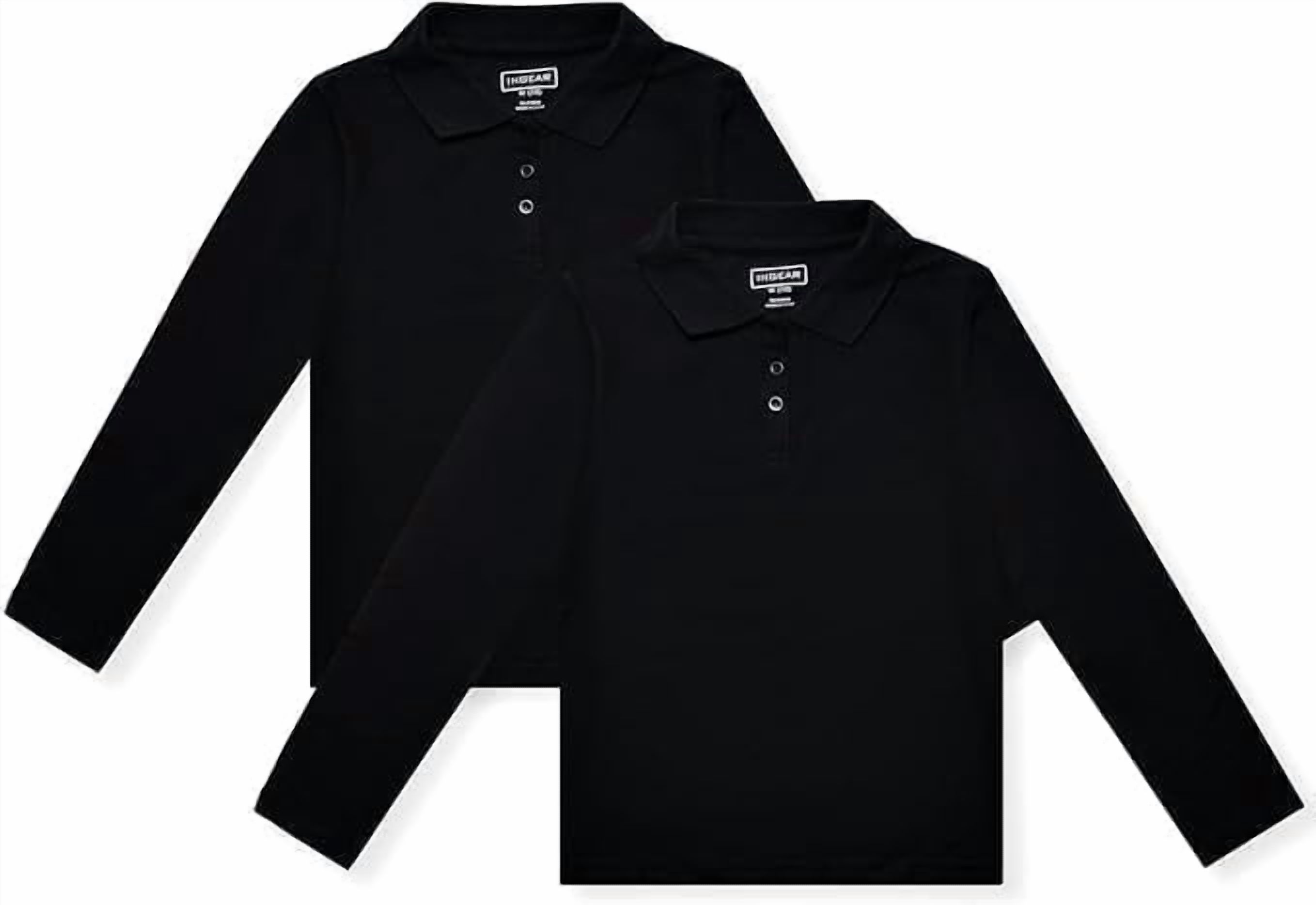 INGEAR Girls Long Sleeve Polo Shirt 2-Pack, Black, M - Walmart.com