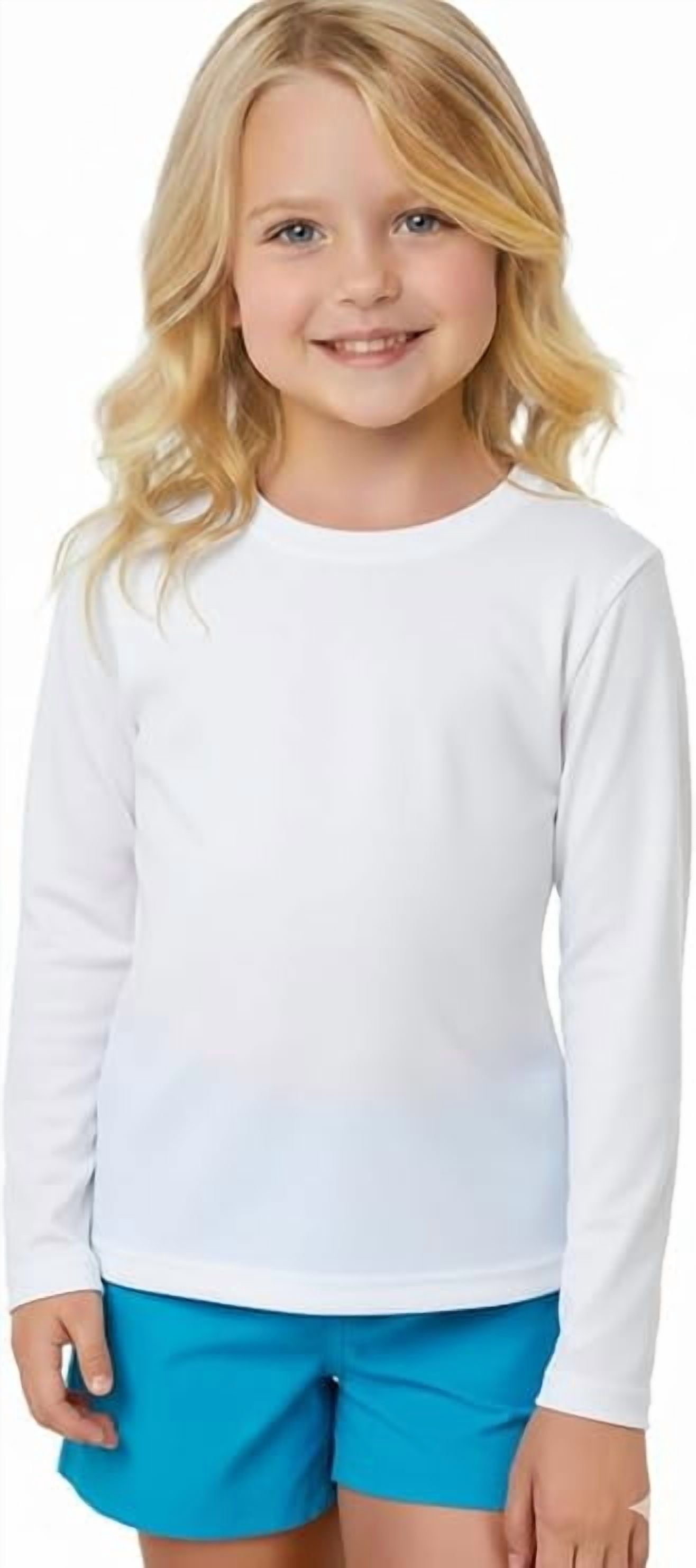 INGEAR Girls Long Sleeve Rash Guard Swim Shirt, UPF 50+ White, M ...