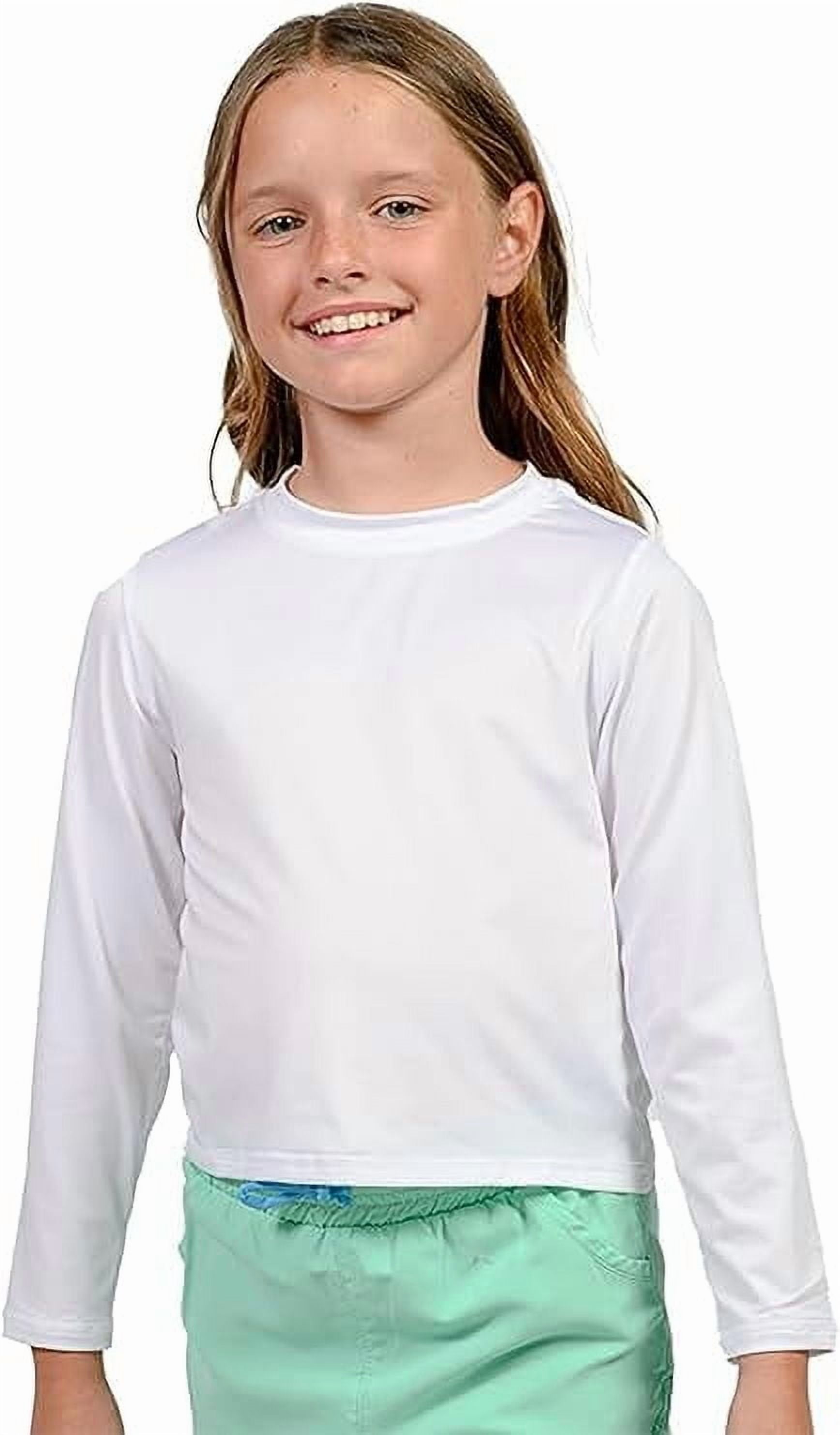 INGEAR Girls Long Sleeve Rash Guard Swim Shirt, UPF 50+ White, M ...