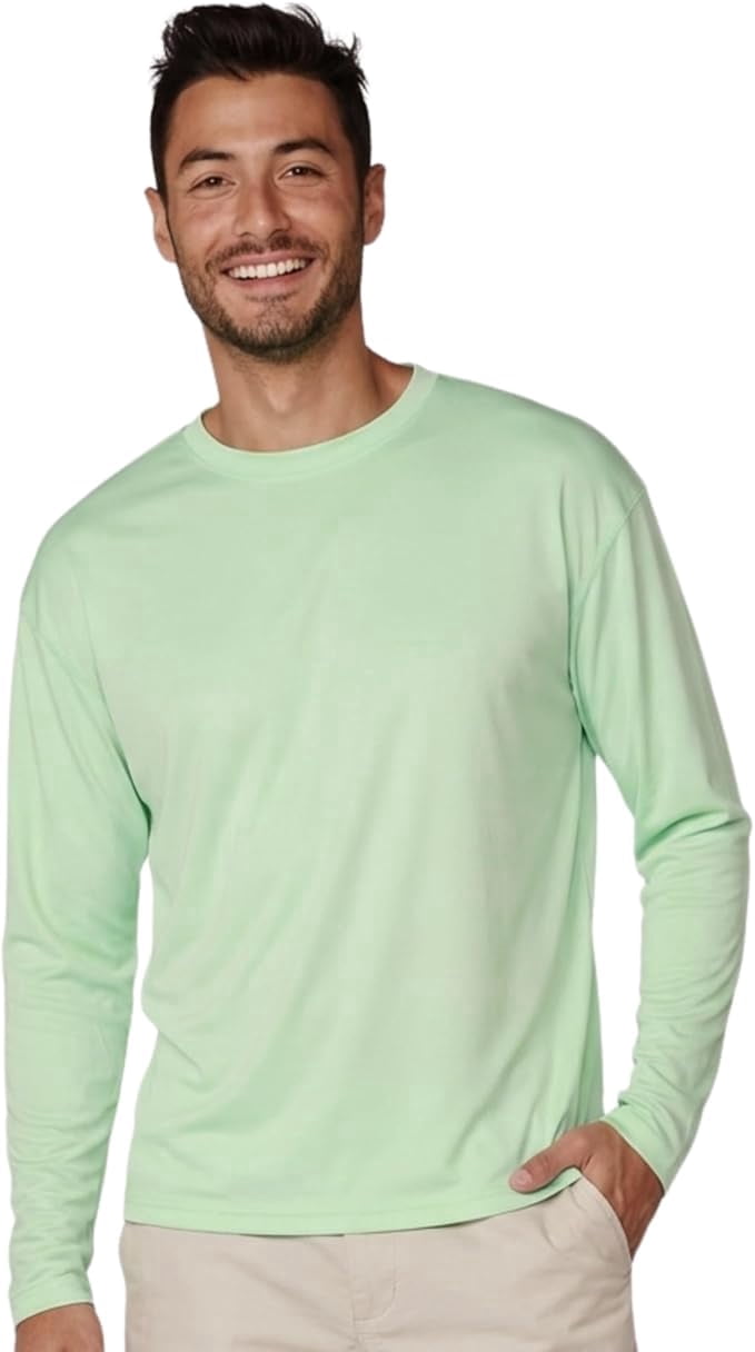INGEAR Men's UPF 50+ Long Sleeve Rash Guard, Quick-Dry, Mint, L ...