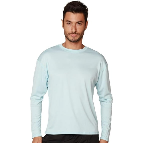 INGEAR Men's UPF 50+ Long Sleeve Rash Guard, Quick-Dry, Sky Blue, XL ...