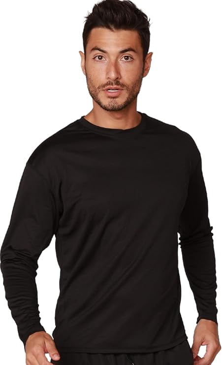 INGEAR Men's UPF 50+ Long Sleeve Rash Guard, Quick-Dry, Black, S ...