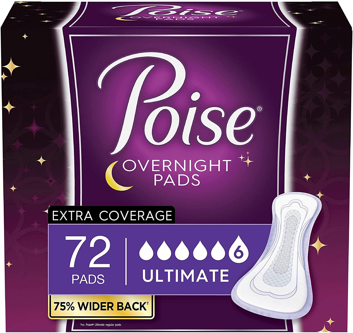 Poise Overnight Incontinence Pads, Ultimate, Feminine, Nighttime, Adult ...