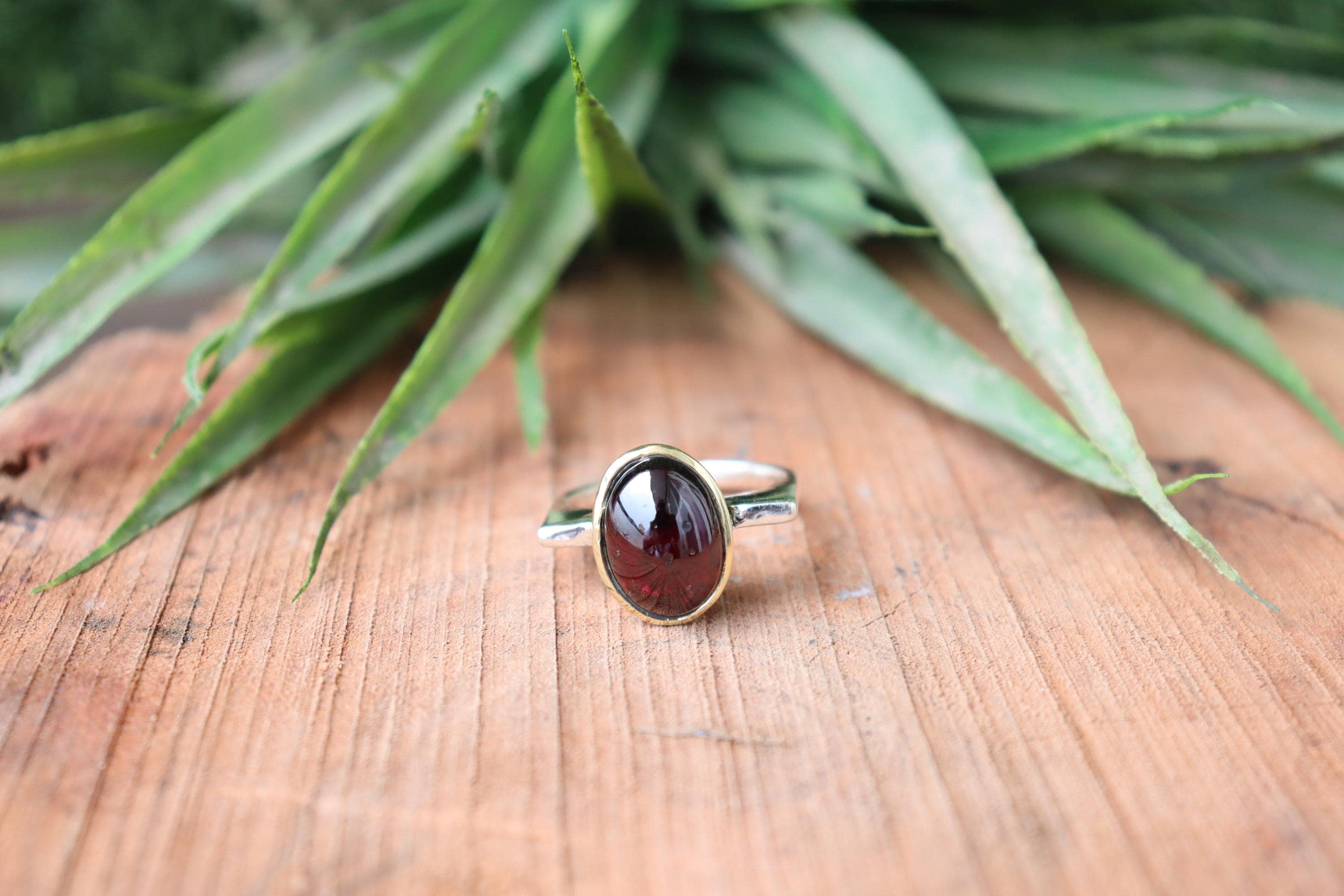 INISHA CREATION Red Garnet Ring, 925 Sterling Silver Ring, Handmade ...