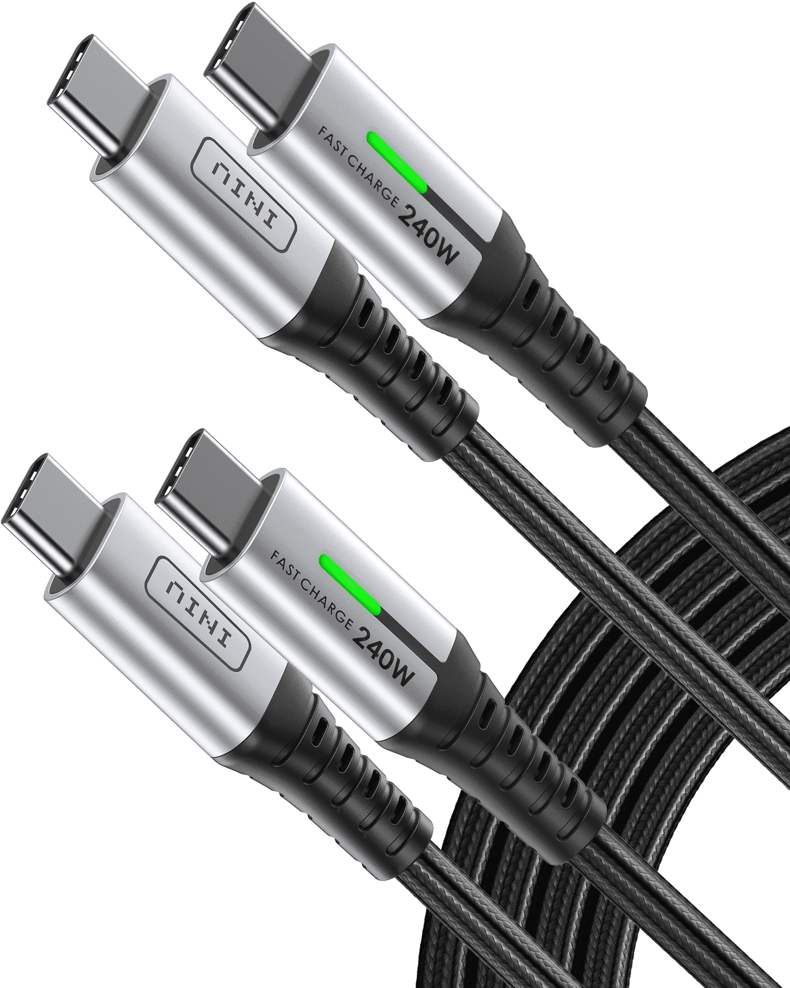 INIU USB-C Cable, 240W Fast Charging, 2-Pack 6.6ft Braided, Fits ...