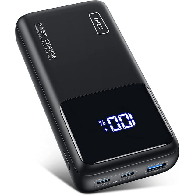 INIU 25000mAh Laptop Power Bank, 65W Dual Port USB C PD QC Fast ...