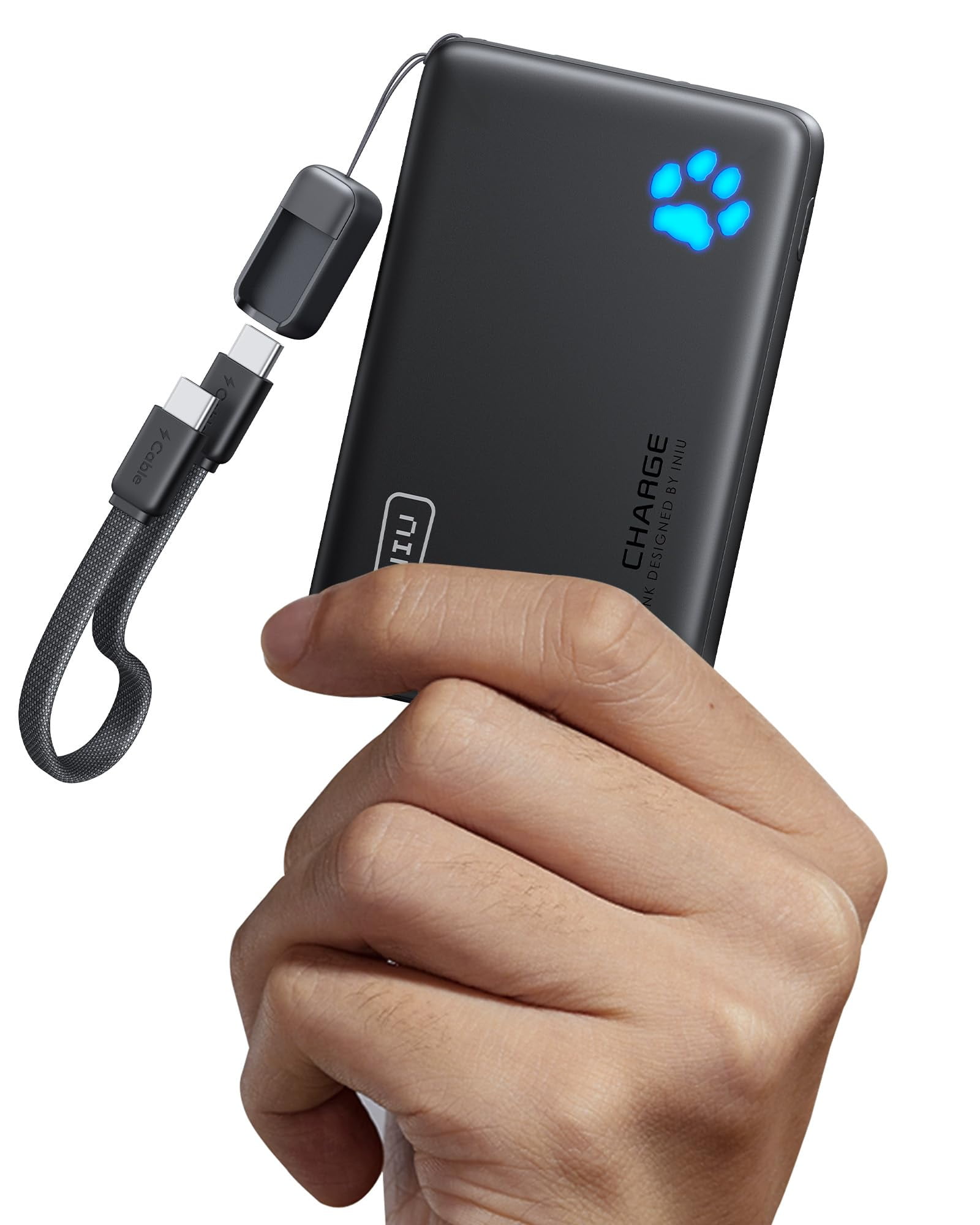 INIU Portable Charger, Ultra Slim 45W Fast Charging with Attached USB C ...