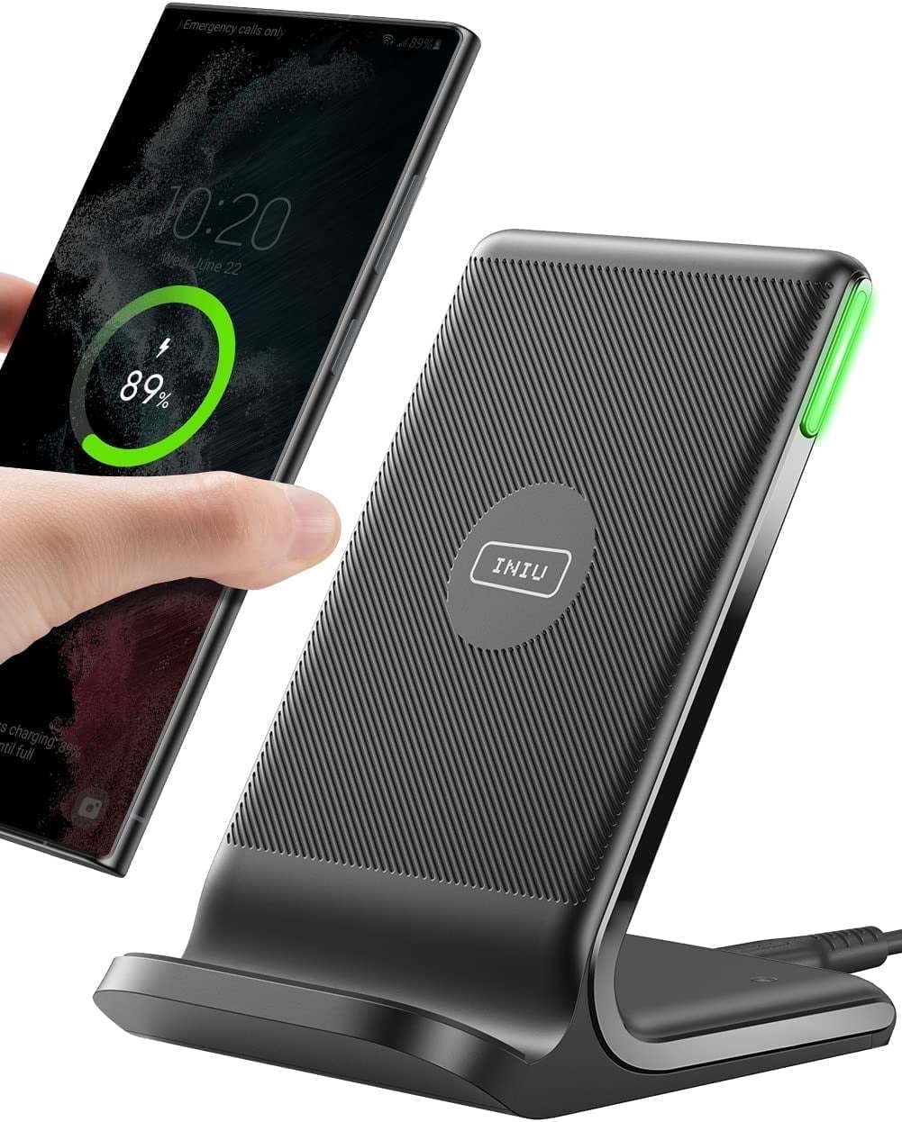 INIU Wireless Charger, 15W Fast Charging Station with Temp¬∞Guard ...