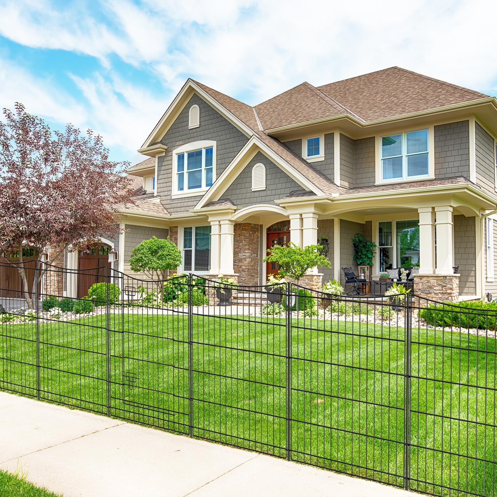 INJOPEXI Decorative Garden Fence 12 Panels 26ft(L)×36in(H) Metal Garden ...