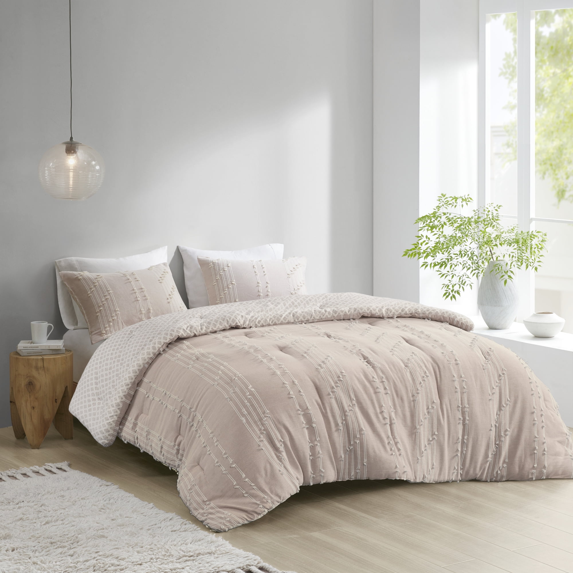 INK+IVY Kara 3-Piece Cotton Modern Jacquard Comforter Set in Blush Pink ...