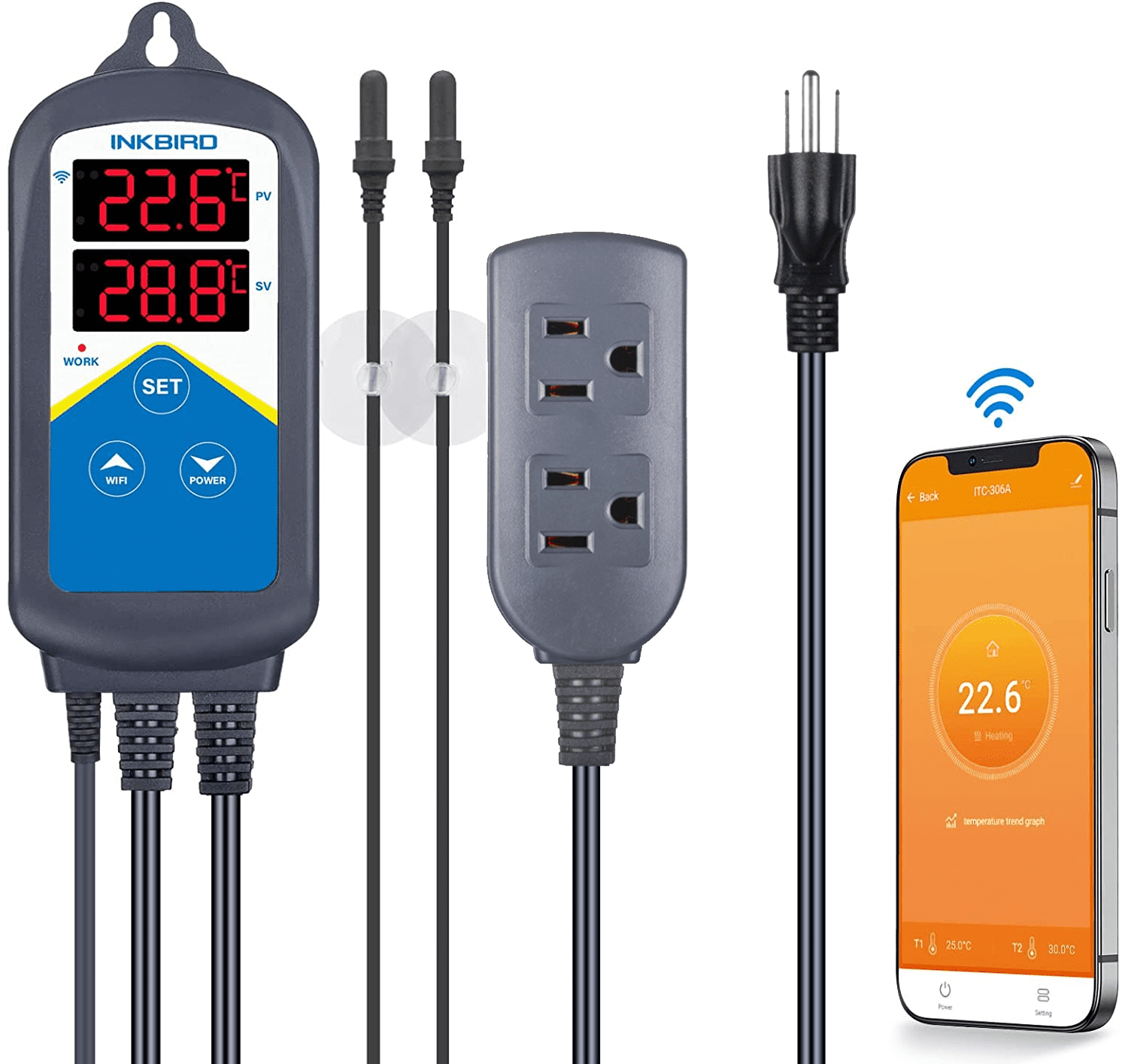 INKBIRD Aquarium Thermostat Digital Heating Temperature Control App ...