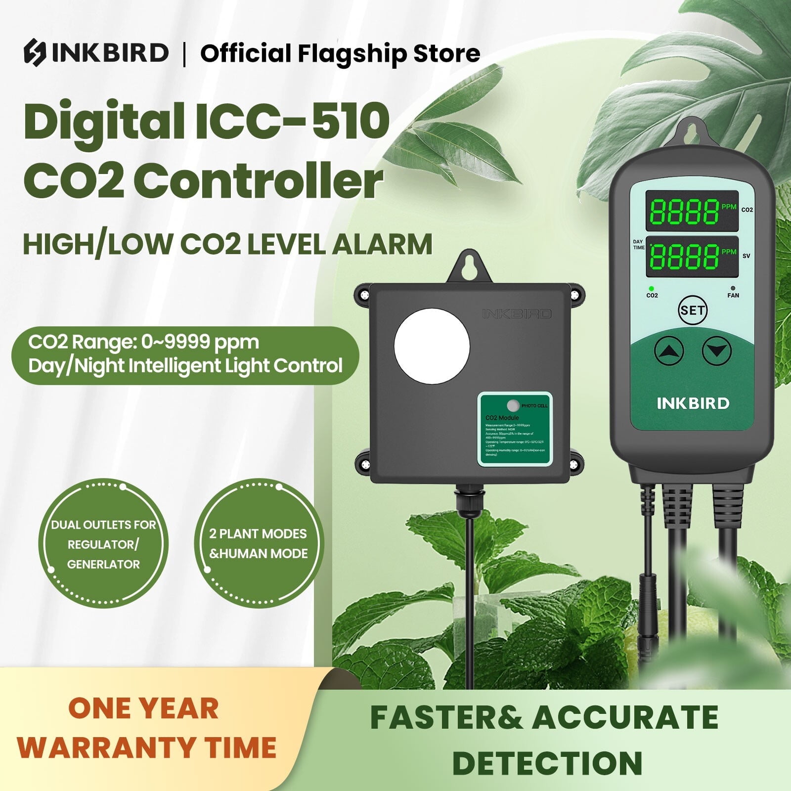 INKBIRD ICC-500T Digital CO2 Controller, Programmable CO2 Temperature ...