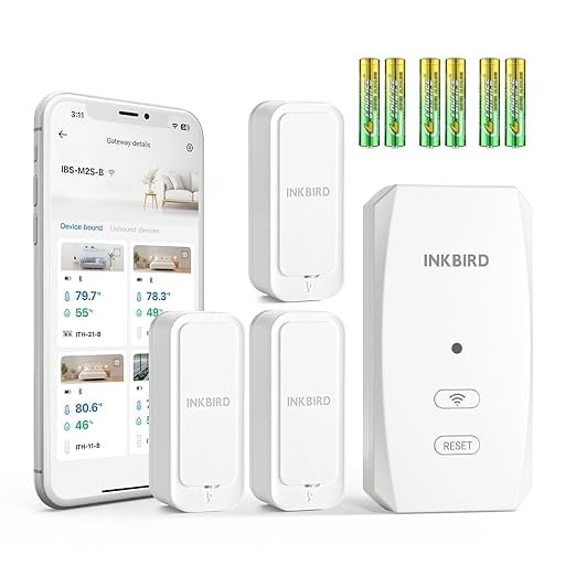 INKBIRD WiFi Gateway and Bluetooth Temperature Humidity Sensor Set (IBS ...