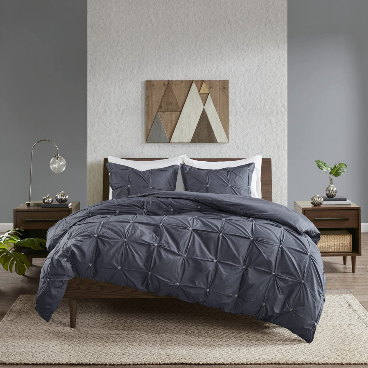 INKIVY Masie 3 Piece Duvet Cover Mini Set Navy FullQueen - Walmart.com