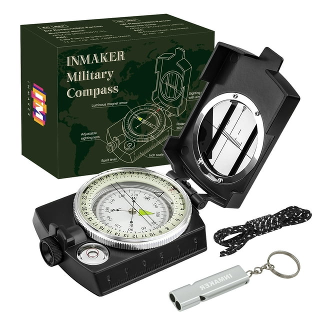 INMAKER Compass, Compass Hiking with Survival Whistle, Luminous Compass ...