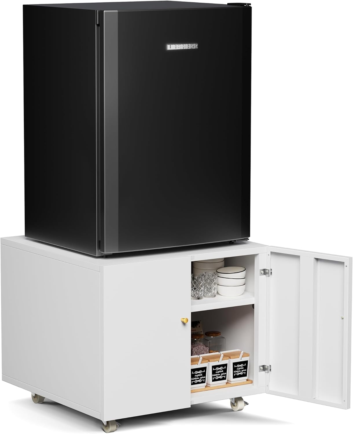 INMOZATA Fridge Cabinet Large Fridge Stand with Storage Printer Tables ...