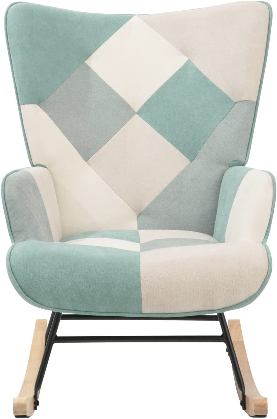 INMOZATA Nursery Rocking Chair, Upholstered Linen Fabric Rocking Chair ...