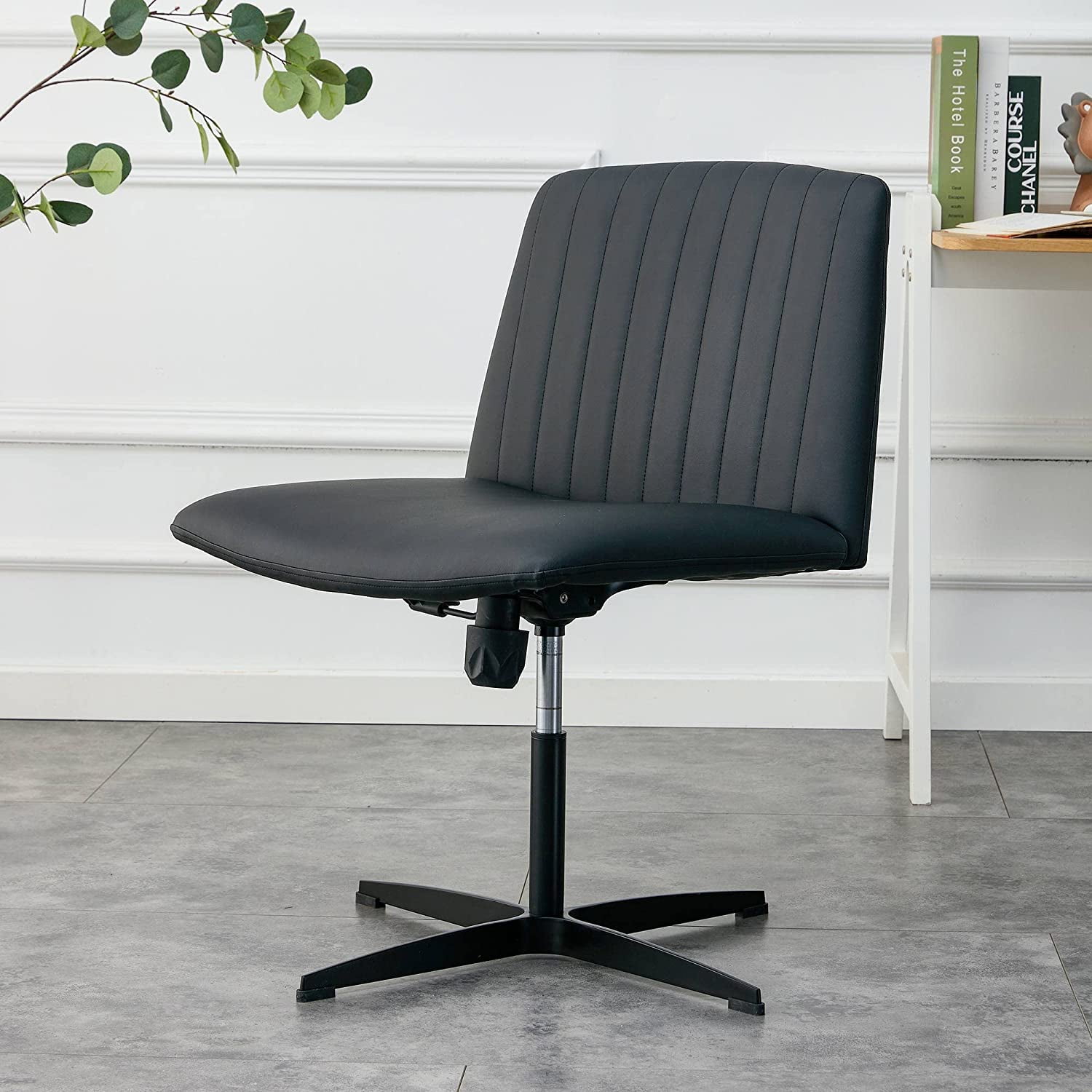 INMOZATA Office Chair Armless Criss Cross Legged Chair No Wheels, Comfy ...