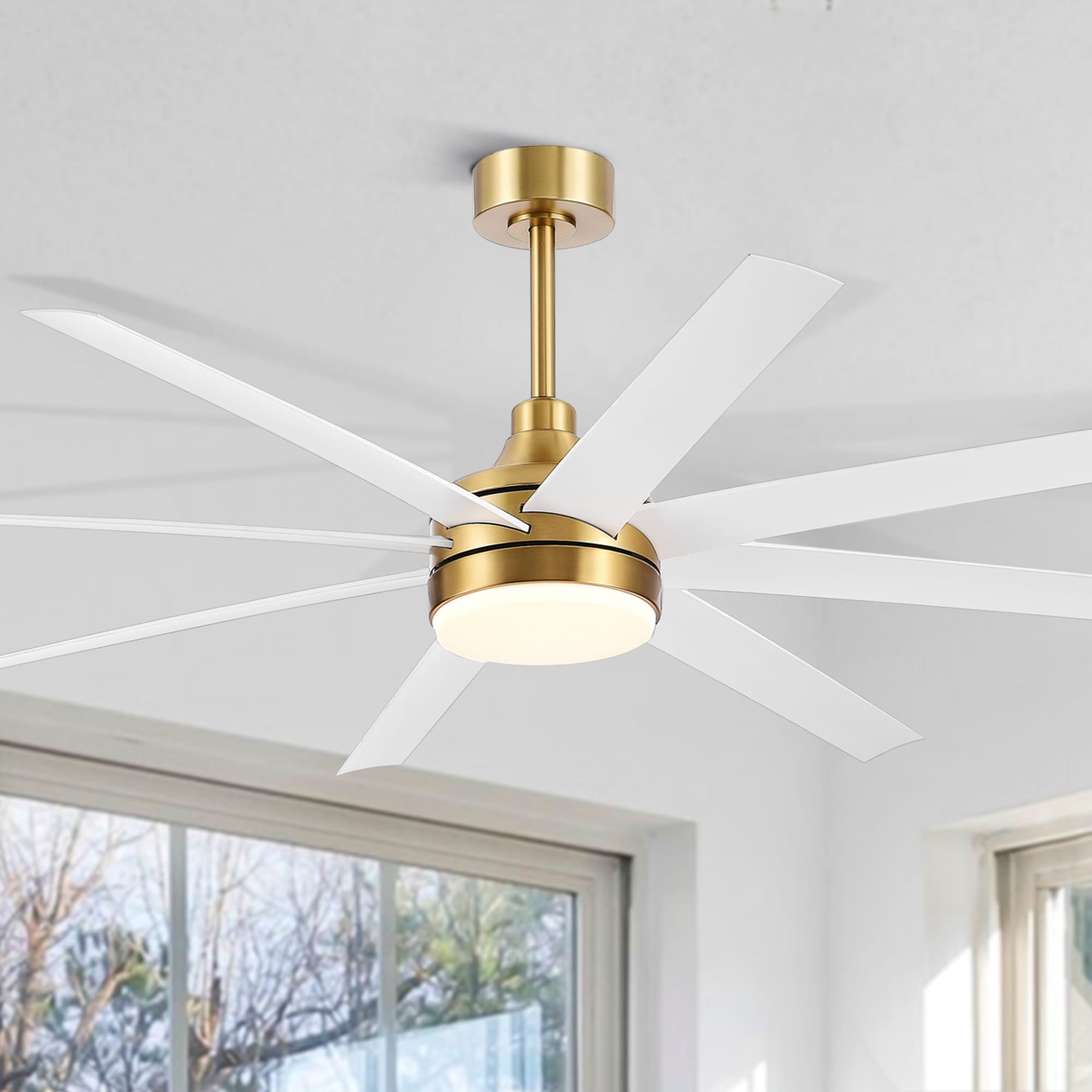 INNER DECOR INC 65-in Gold Large Indoor Ceiling Fan with Light Remote ...