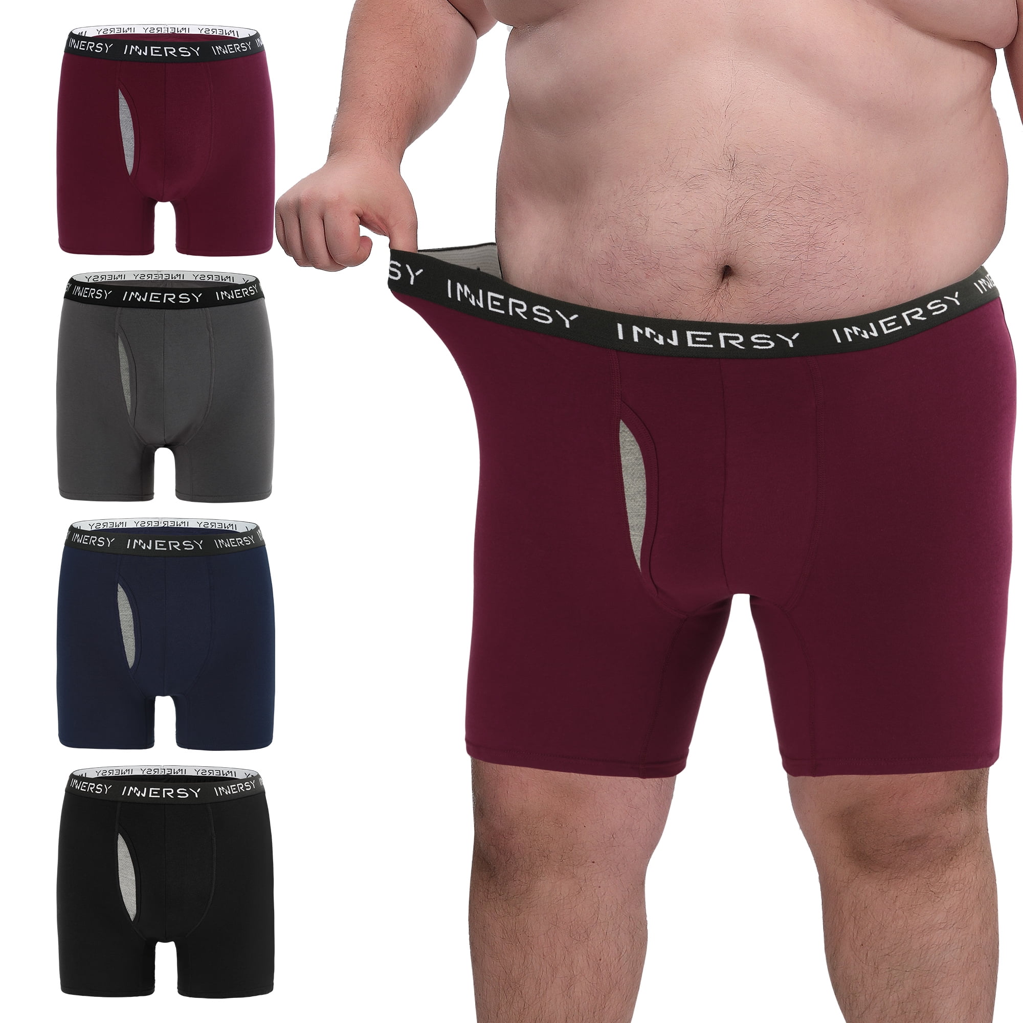 INNERSY Big Men's Cotton Boxer Briefs with Mesh Fly XL-5XL 4-Pack(5XL,Dark) - Walmart.com