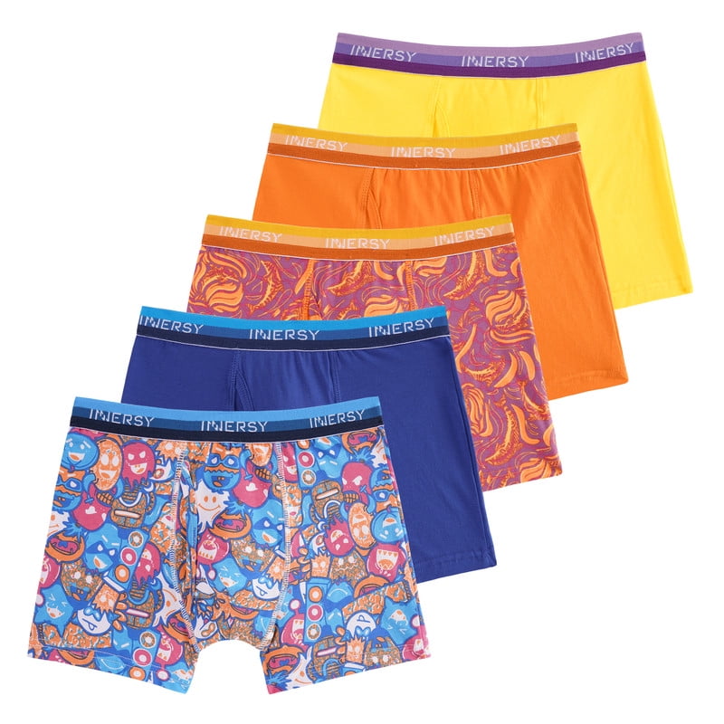 INNERSY Boys Underwear Stretchy Cotton Soft Boxer Briefs for 6-18 Teen ...